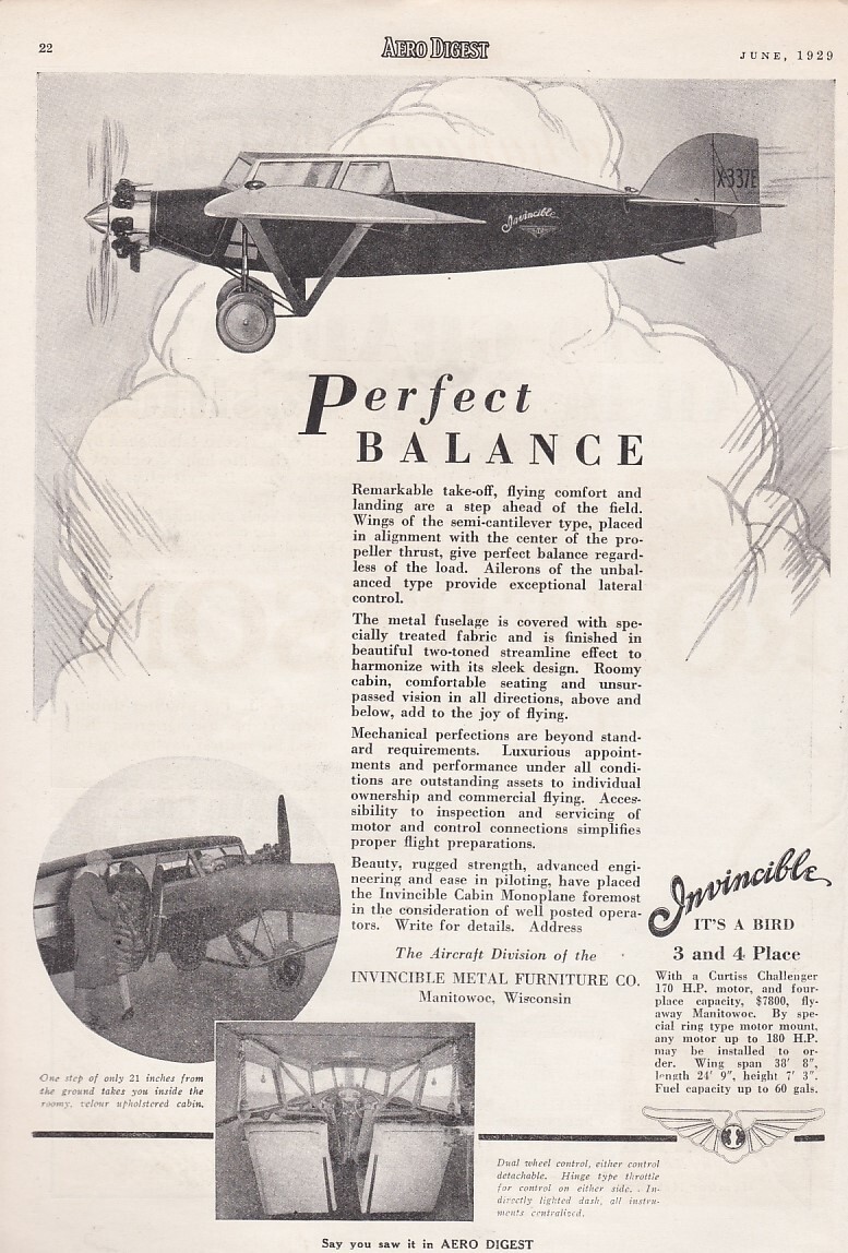 1929 Invincible Aircraft ad 12/8/2023s | eBay