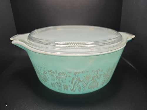 Vintage Turquoise Pyrex 475-B Amish Butterprint 2.5 Qt Casserole w/ Lid ...