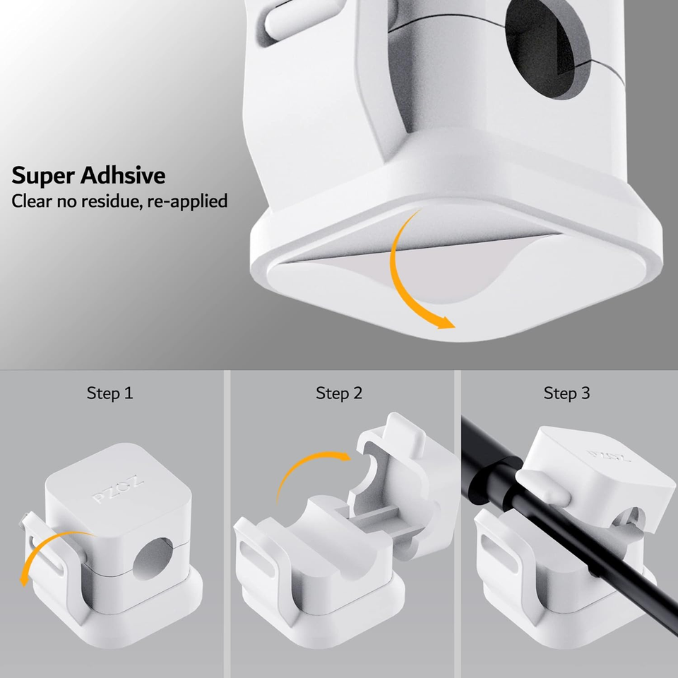 6 Pack Cable Clips, Adhesive Cable Management Holder for Desk Home ...