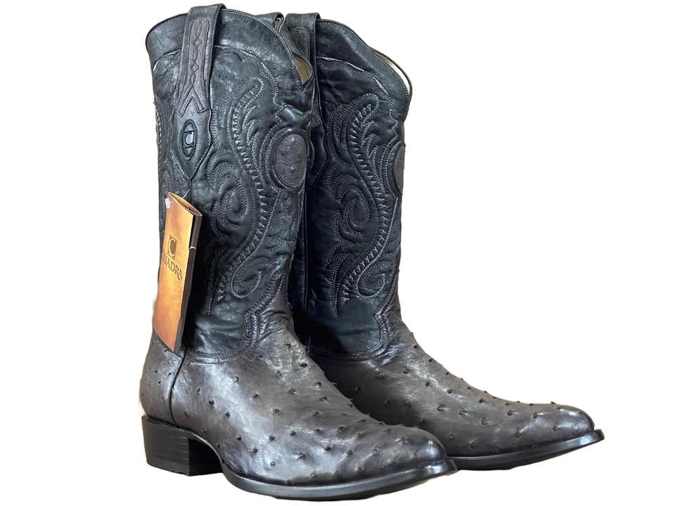 Cuadra Round Toe Ostrich Western Boots (Gray Black/12US) | eBay