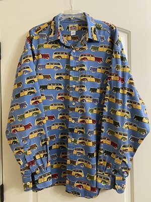 Barn Fly long sleeve button up Shirt Woodie Cars Men’s XL | eBay