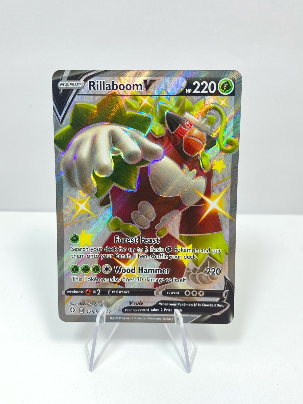 Pokemon Rillaboom V SV105/SV122 Shining Fates Shiny Vault Ultra Rare ...
