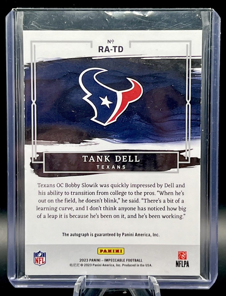 2023 Panini Impeccable Football Rookie Autographs Tank Dell Auto 75/75 ...