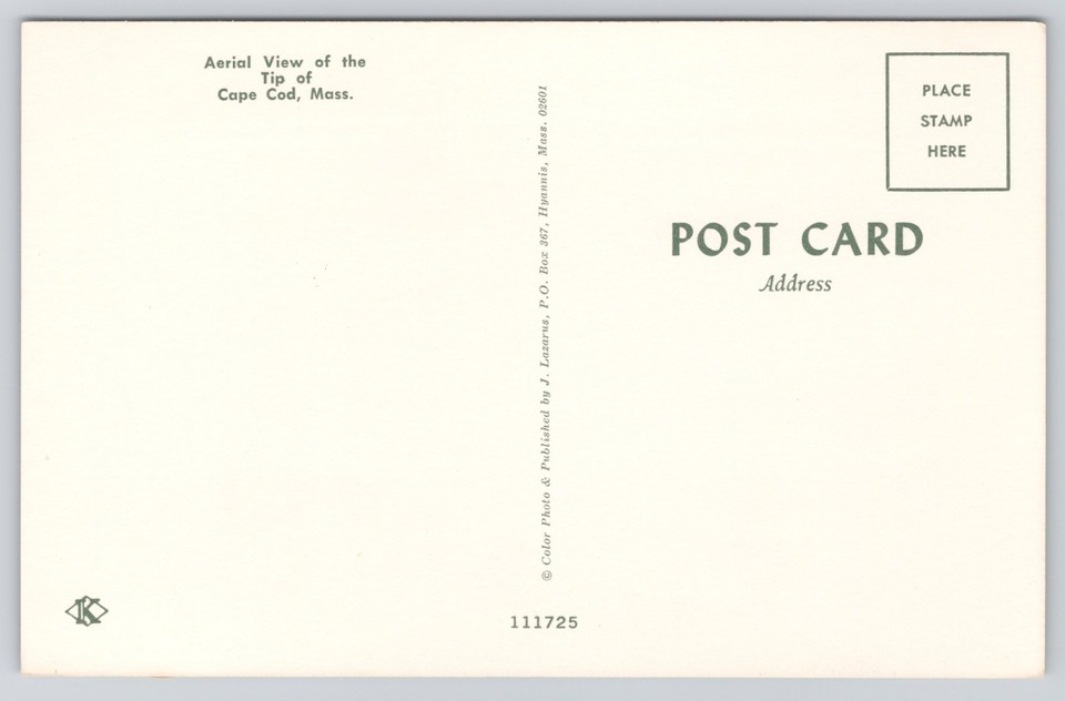 Cape Cod Massachusetts Aerial View Tip of Cape Cod Chrome Postcard ...