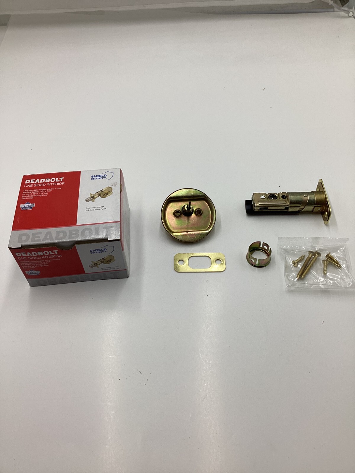 1 Deadbolt Shield Security One Sided Interior 913786 Polished Brass for ...