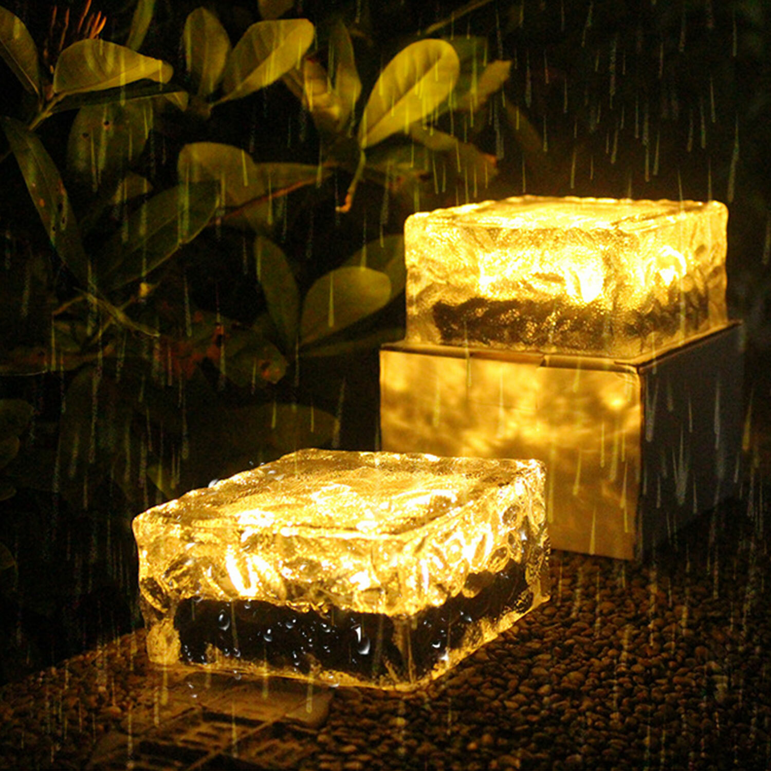 Solar Ice Cube Shaped LED Lights For Patio Backyard Stake Lamp Garden ...