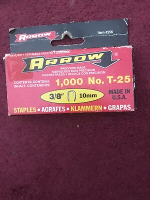 Arrow T25 Round Crown Staples 3/8" 10mm Fastener Wires & Cables Box of ...