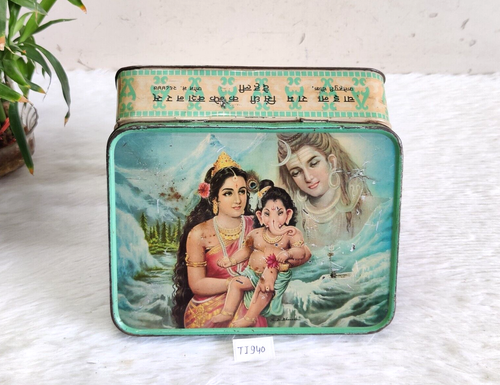 1950s Vintage God Ganesh Parvati Graphics Chaina Ram Sindhi Sweets Tin ...