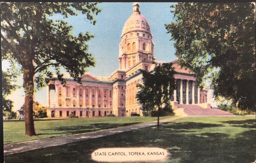 Vintage Postcard State Capitol Topeka Kansas Linen Color Artwork Travel ...