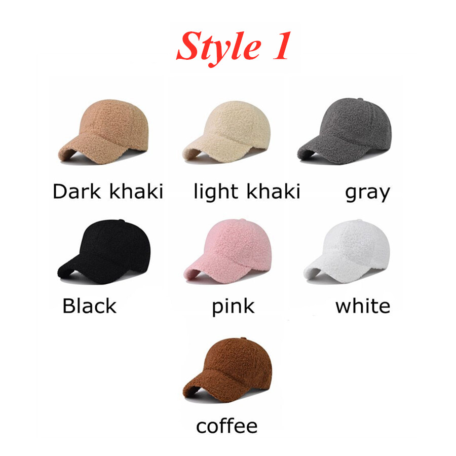 Winter Baseball Caps Lamb Wool Adjustable Warm Hat Peaked Cap for Women ...