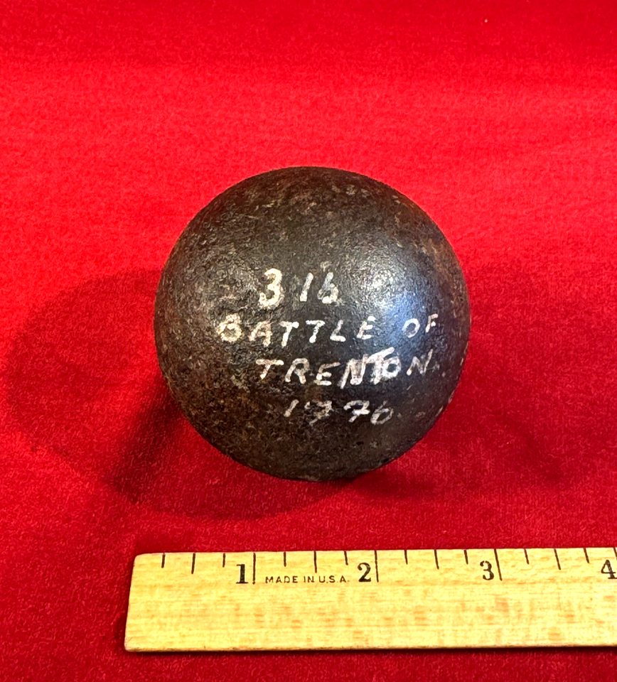 RARE REVOLUTIONARY WAR 3 LB. CANNONBALL FROM THE BATTLE OF TRENTON ...