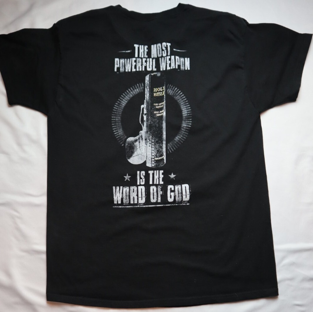 The Most Powerful Weapon Is The Word Of God Men's Black T-shirt Size ...