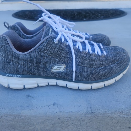 Skechers Flex Elite Gray Fabric Outer Machine Washable Sneakers Women’s ...