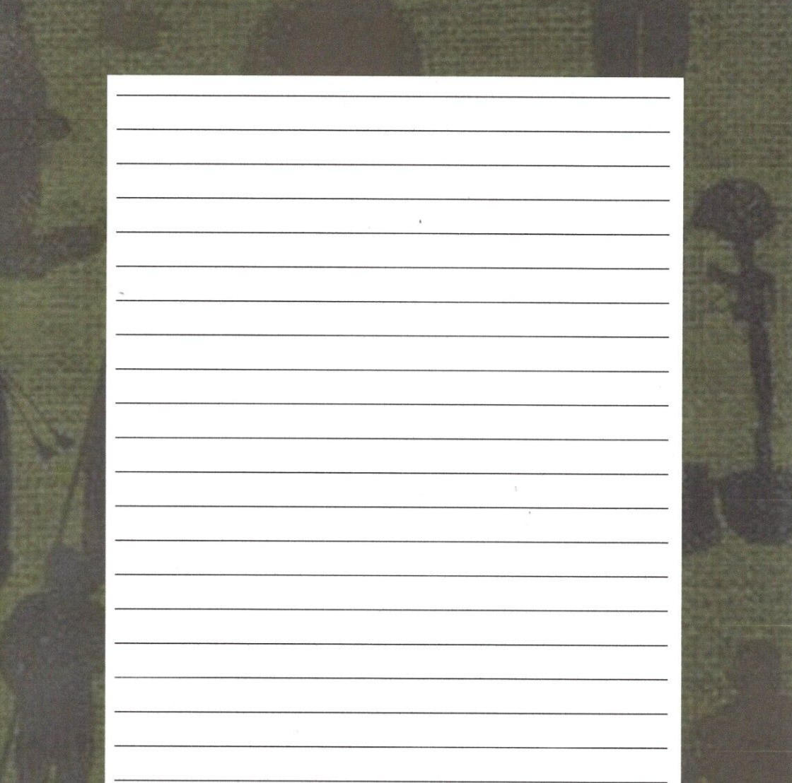20 Sheets 5 Envelopes A5 Letter Writing Set: Anzac soldiers on green 2 ...