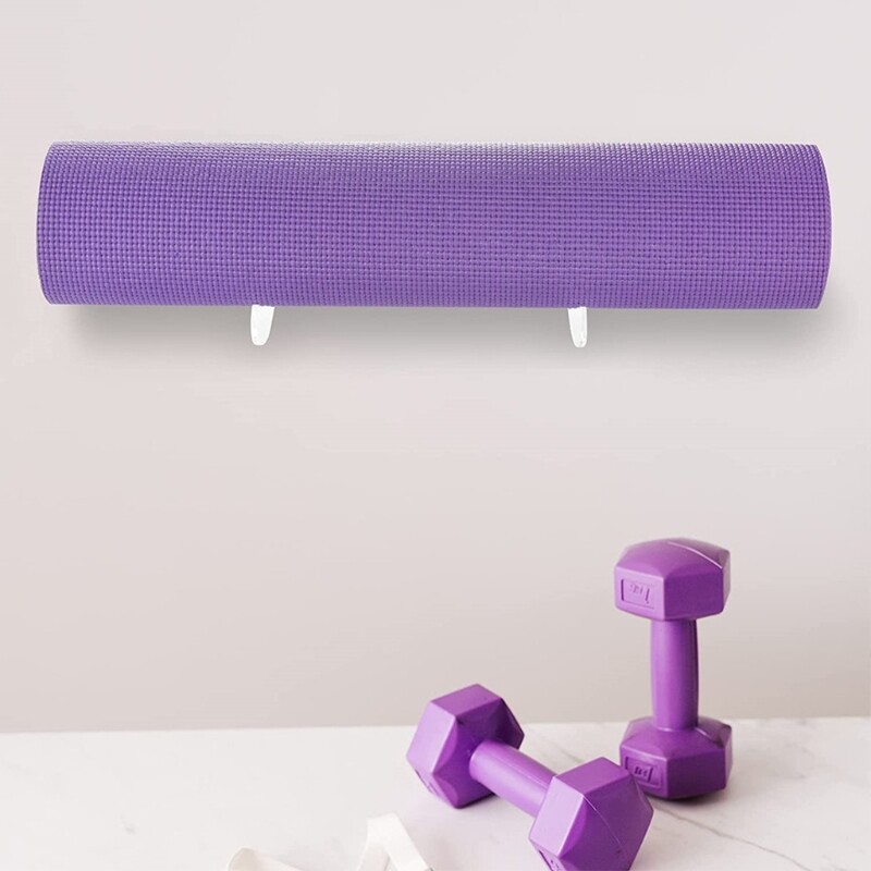 Wall Mount Acrylic Yoga Mat Holder Exercise Foam Pad Roller Storage ...