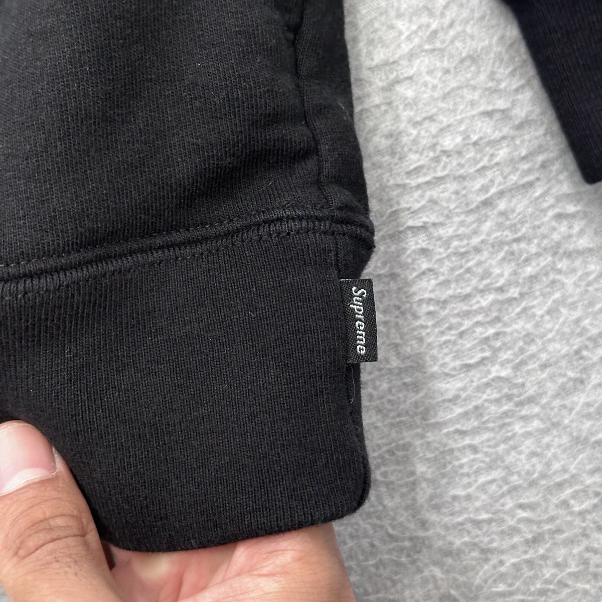 Supreme Mens Black Leopard Panel Cotton 1/2 Zip Pullover Supreme Mens Black Leopard Panel Cotton 1/2 Zip Pullover