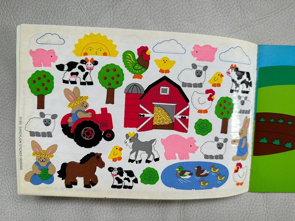 Vintage SandyLion Sticker Activity Album Coloring Book Animal World ...
