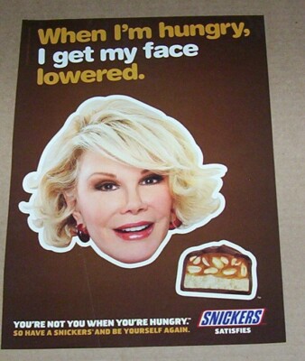 2010 print ad - Joan Rivers - Snickers candy bars Mars advertising page ...