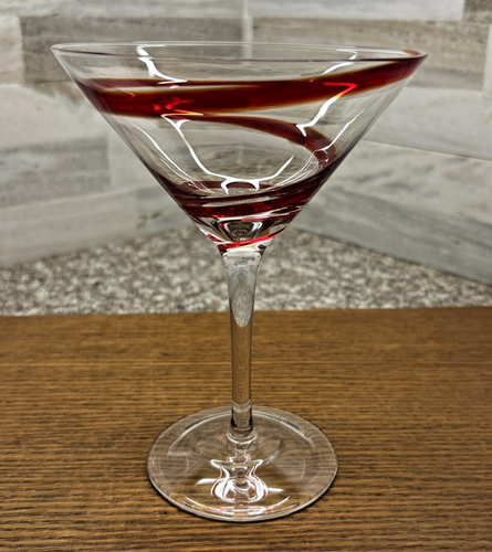 Cosmopolitan Ruby Red Swirl Line Martini Glass 6.5” Handblown 8 oz | eBay