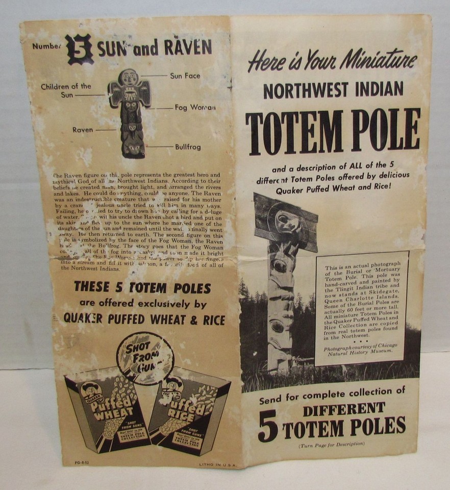 1952 Sgt Preston Totem Poles Set, Quaker Cereal Premium, Set of 5 in ...