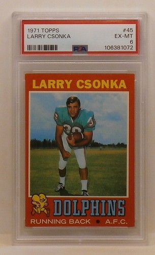 1971 Topps #45 Larry Csonka PSA 6 Miami Dolphins Football Card HALL OF ...