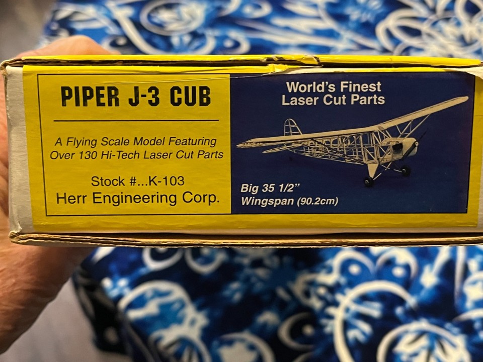 HERR ENGINEERING CORP. Piper J-3 Cub "35-1/2" Wingspan Rubber Powered ...