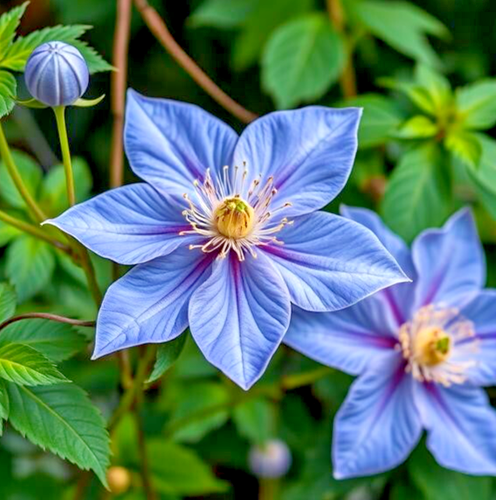 20 Blue Downy Clematis macropetala Hybrid Flower Seeds Climber Plant ...