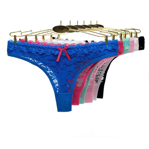 6 Pack Womens Ladies Sexy Floral Lace Thongs G-string Knickers ...