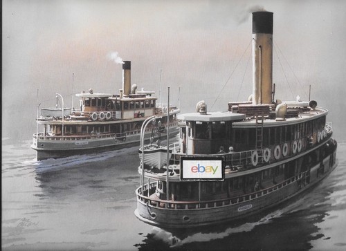 SYDNEY STATE FERRIES 1935 FERRY KIRRULE & LADY DENMAN BILL BELBIN LITHO ...