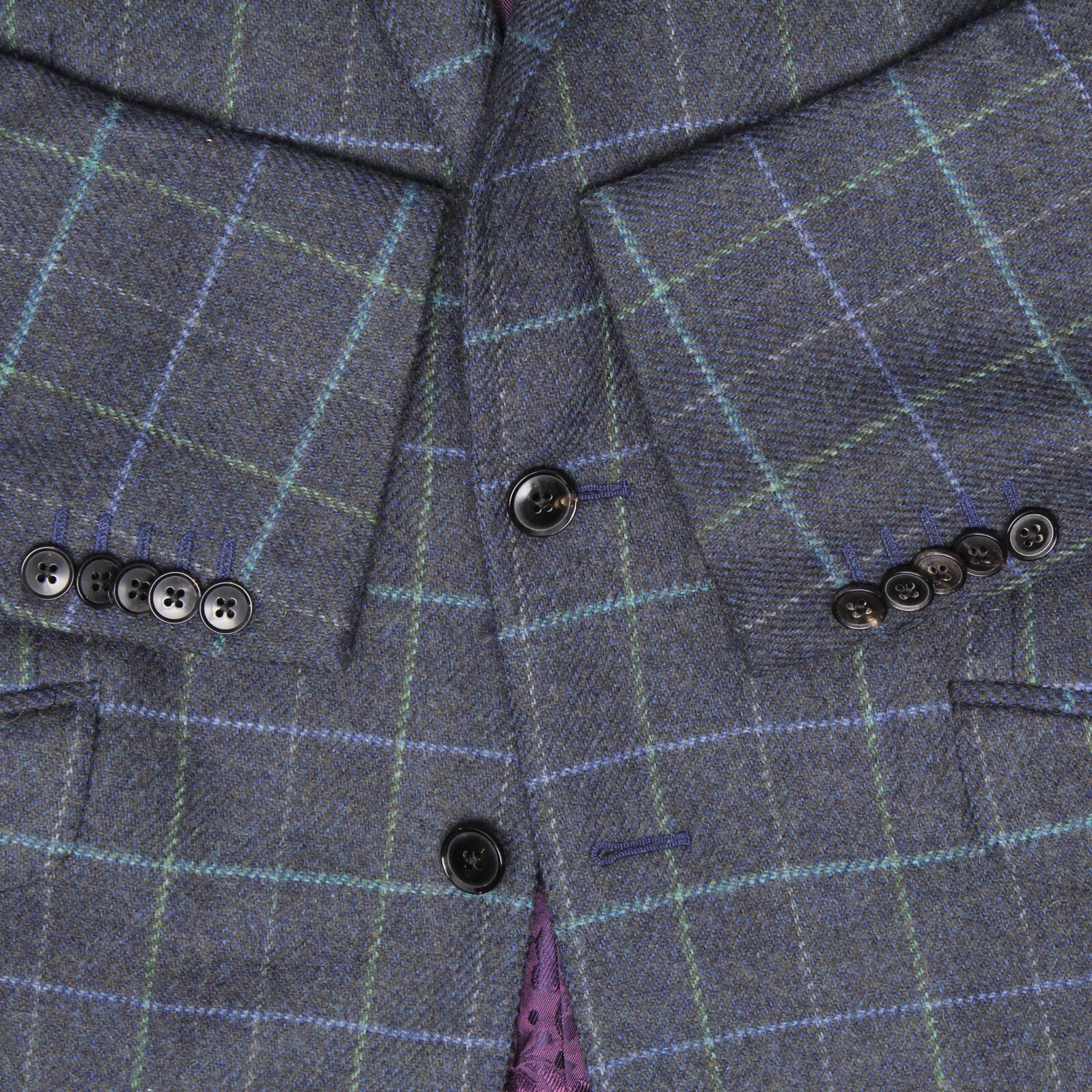 Duchamp Mens Tweed Hacking Jacket 42R Blue Green Plai… - Gem