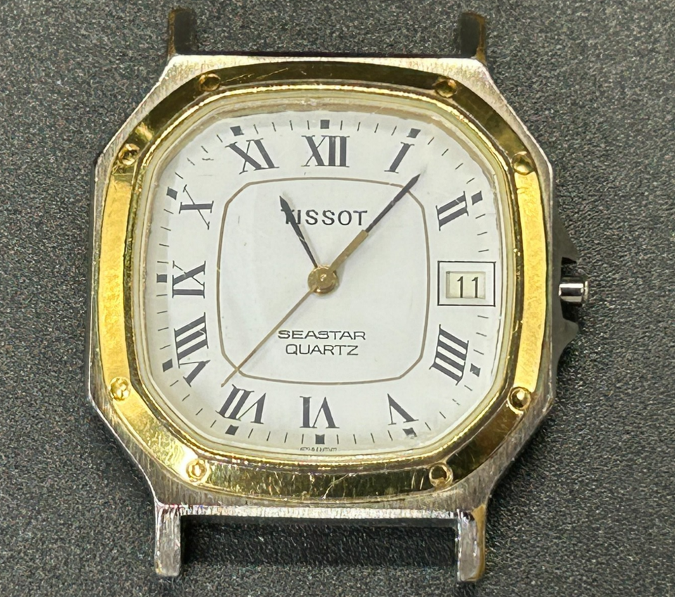 Vintage TISSOT Seastar Gold Octagon Roman Date UNI-SEX 30mm QZ Watch ...