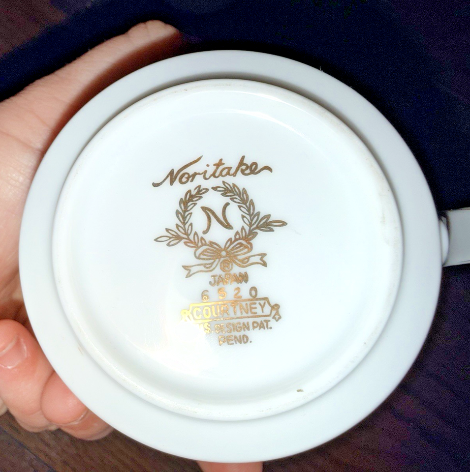 Noritake Courtney 6520 Cup Set of 5 Japan White Gold Trim Replacement ...