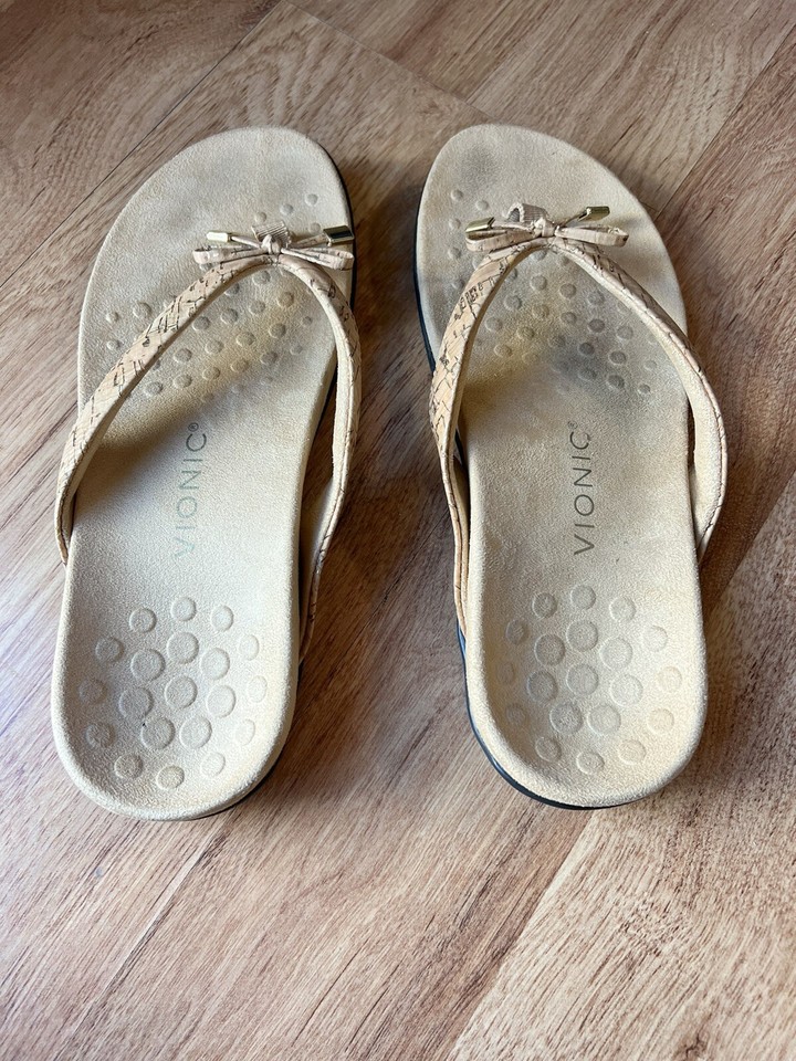 Vionic Shoes Womens 8.5 Bella Rest Sandals Cork Toe Post Thong Orthotic ...