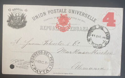 1894 Trujillo Peru Postal Stationery Postcard Cover To Markneukirchen ...
