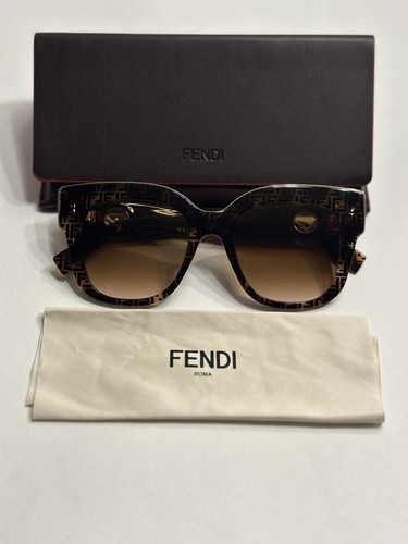 Authentic Fendi Sunglasses/ Havana Logo Pattern Brown Gradient/ Women's ...