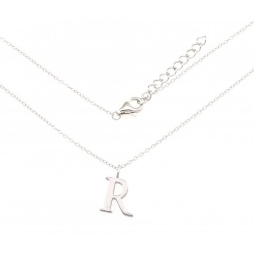Sterling Silver Rhodium Plated Letter R Necklace ERLN004-R | eBay UK