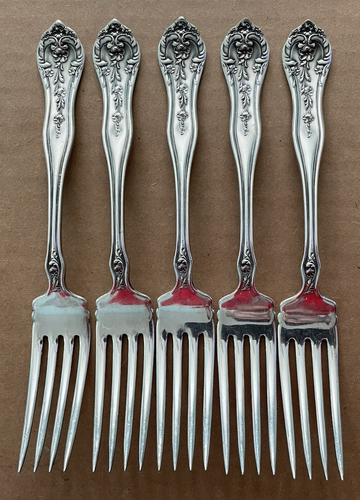 Vintage Oneida COIN SILVER Extra Plate Flatware Forks 5pcs ornate | eBay