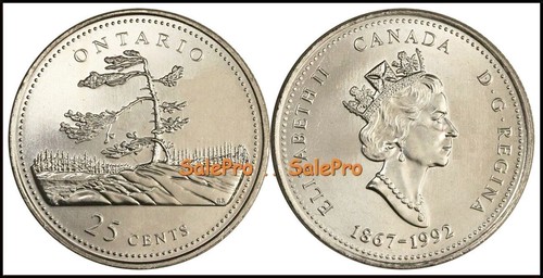 CANADA 1992 CANADIAN QUARTER ONTARIO PROVINCE RARE 25 CENT SEALED COIN ...