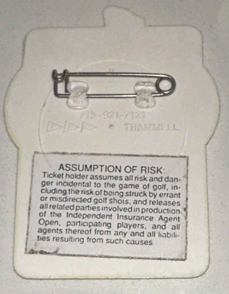 PGA Tour Independent Insurance Agent Badge Ticket Stub Houston Fulton ...