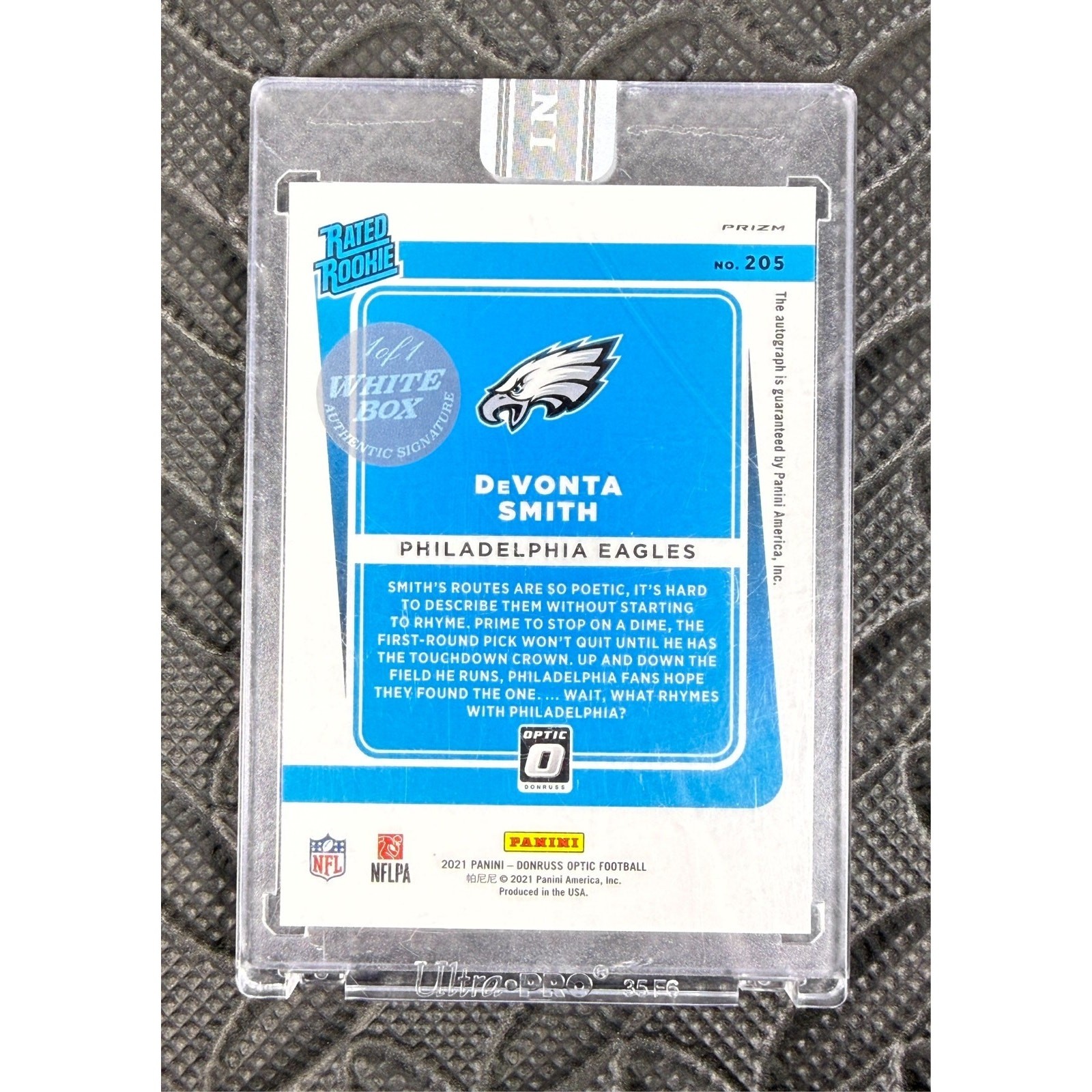2021 Donruss Optic DeVonta Smith Black Pandora Prizm White Box 1 of 1 ...