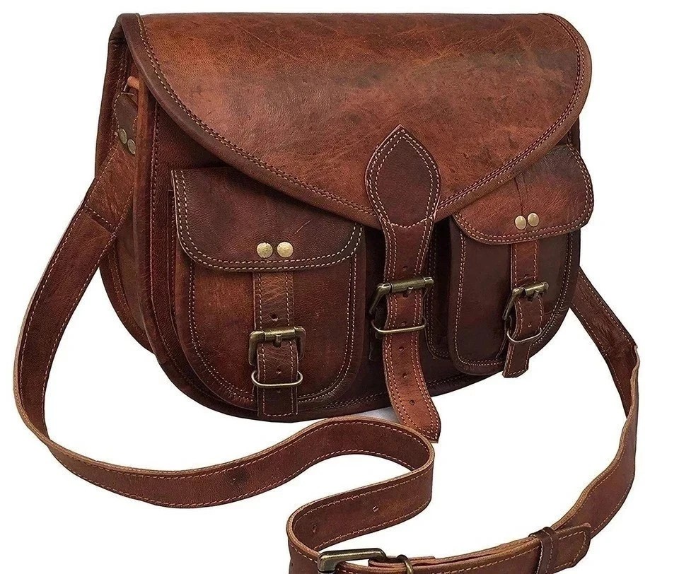 Goat Leather Women's Simple Bag Tote Real Satchel Shoulder New Brown ...