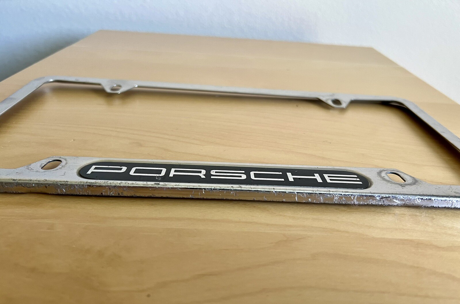PORSCHE Chrome METAL VINTAGE License plate FRAME used | eBay