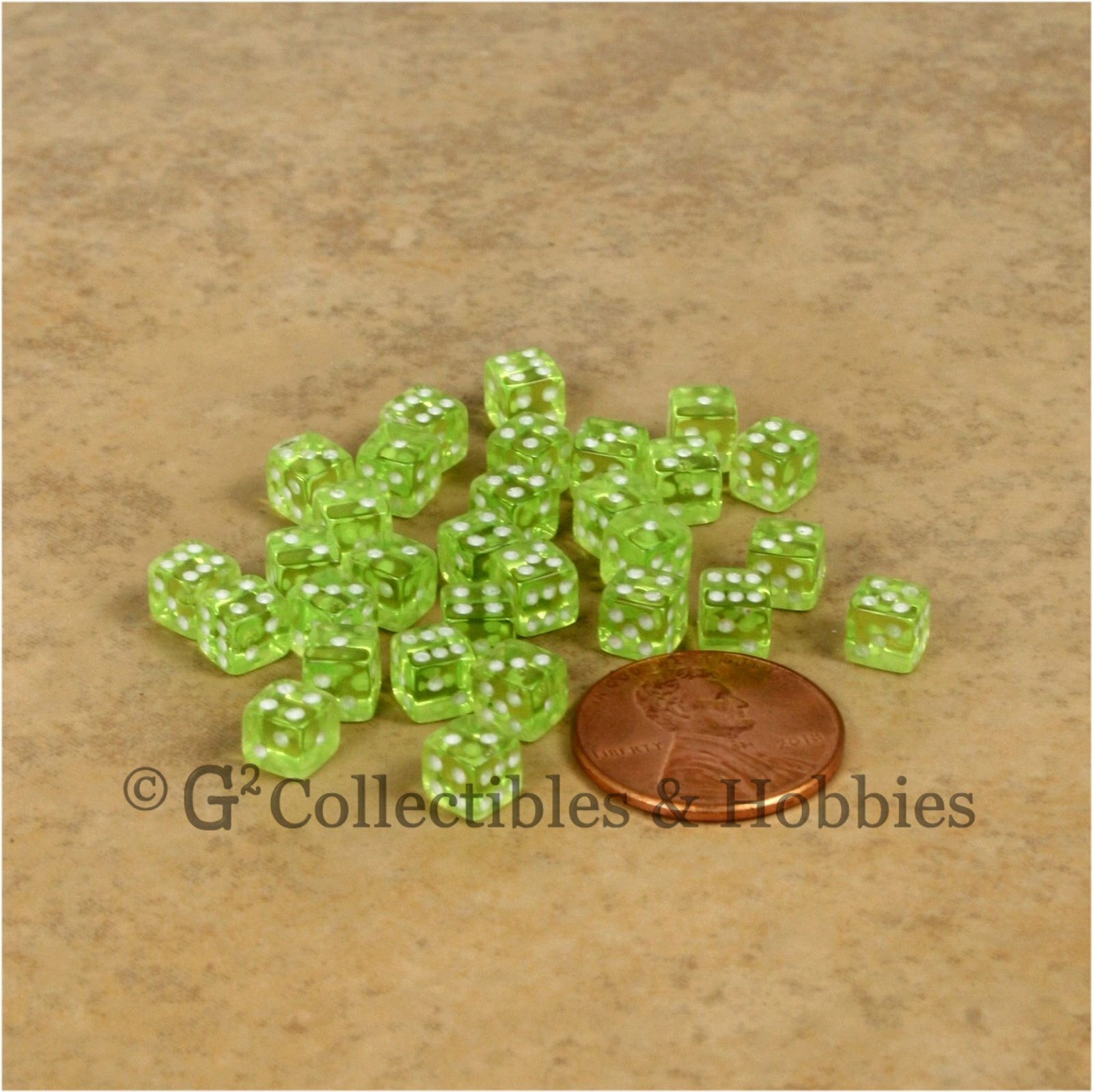 NEW 5mm Deluxe Rounded Edge 30 MINI Dice Transparent Lime Green RPG ...