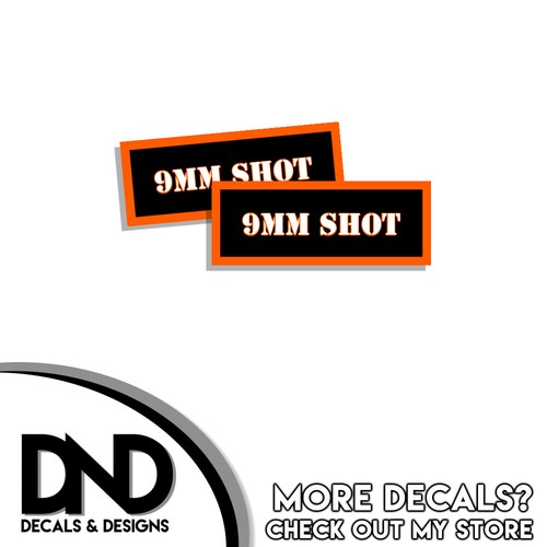 9MM SHOT Ammo Decal Can Gun Ammunition Box Firearm Orange Sticker OR ...
