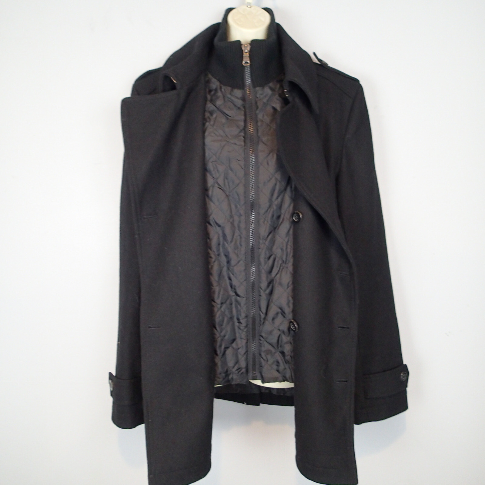 ZARA MAN BLACK WOOL bl COAT sz L | eBay