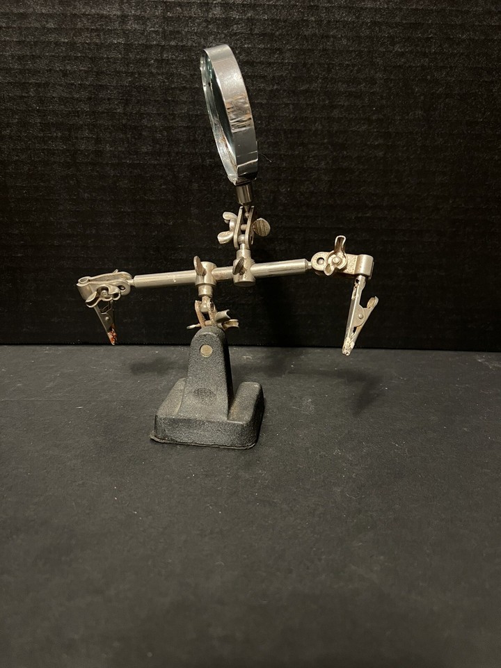 Vintage Helping Hand Iron Stand Clamp Holder Magnifying Glass Stand | eBay