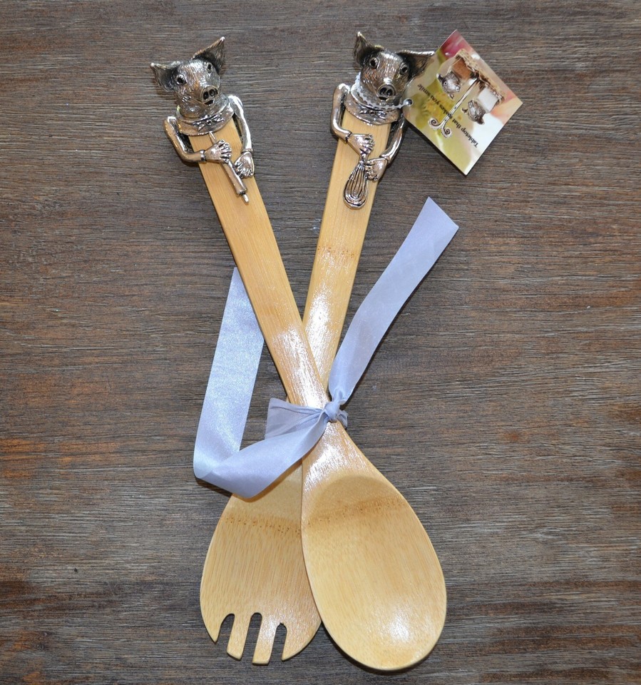Pig Salad Utensil Serving Set - Plated Pewter - Silvie Goldmark | eBay