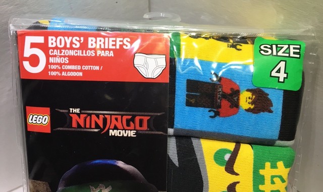 LEGO The Ninjago Movie 5 Pack Boys Briefs Size 4 Kids Underwear 100 ...