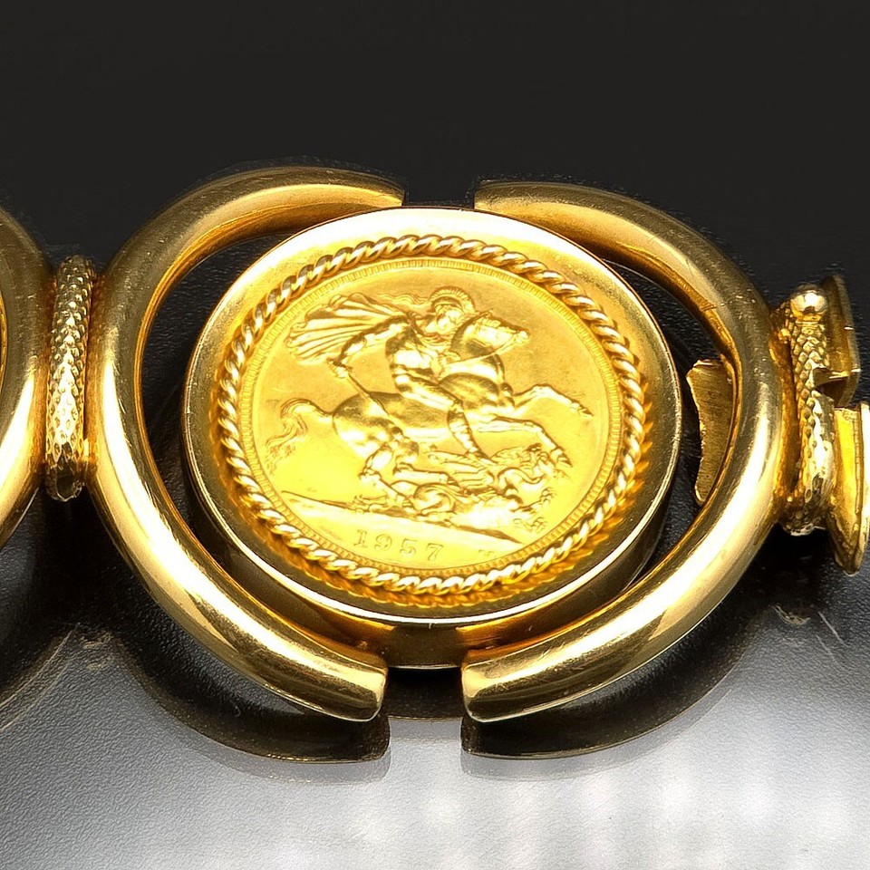18K Gold British Full Sovereign Coins Bracelet | Bezel Set | eBay