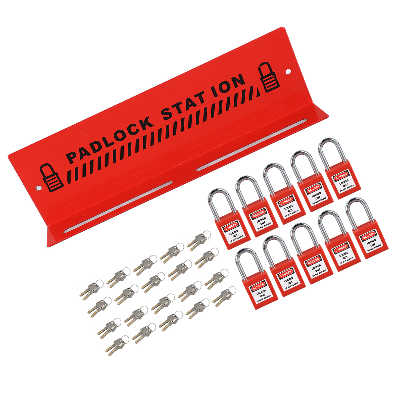 Safety Padlock Station Red Steel Padlock Rack Management Station With ...